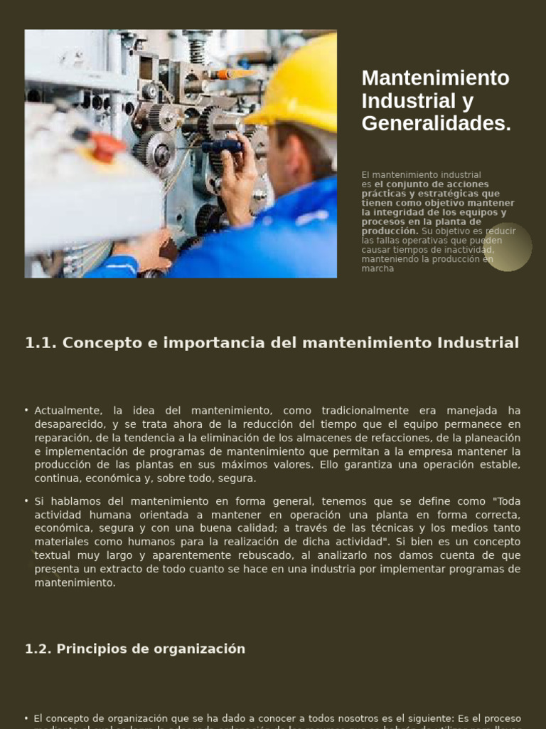 Mantenimiento Industrial y Generalidades | PDF