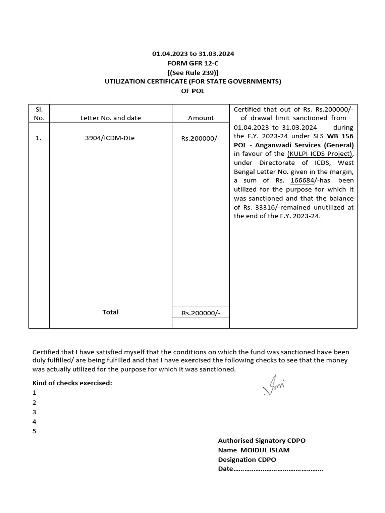 Final UC Format ICDS 156 POL | PDF