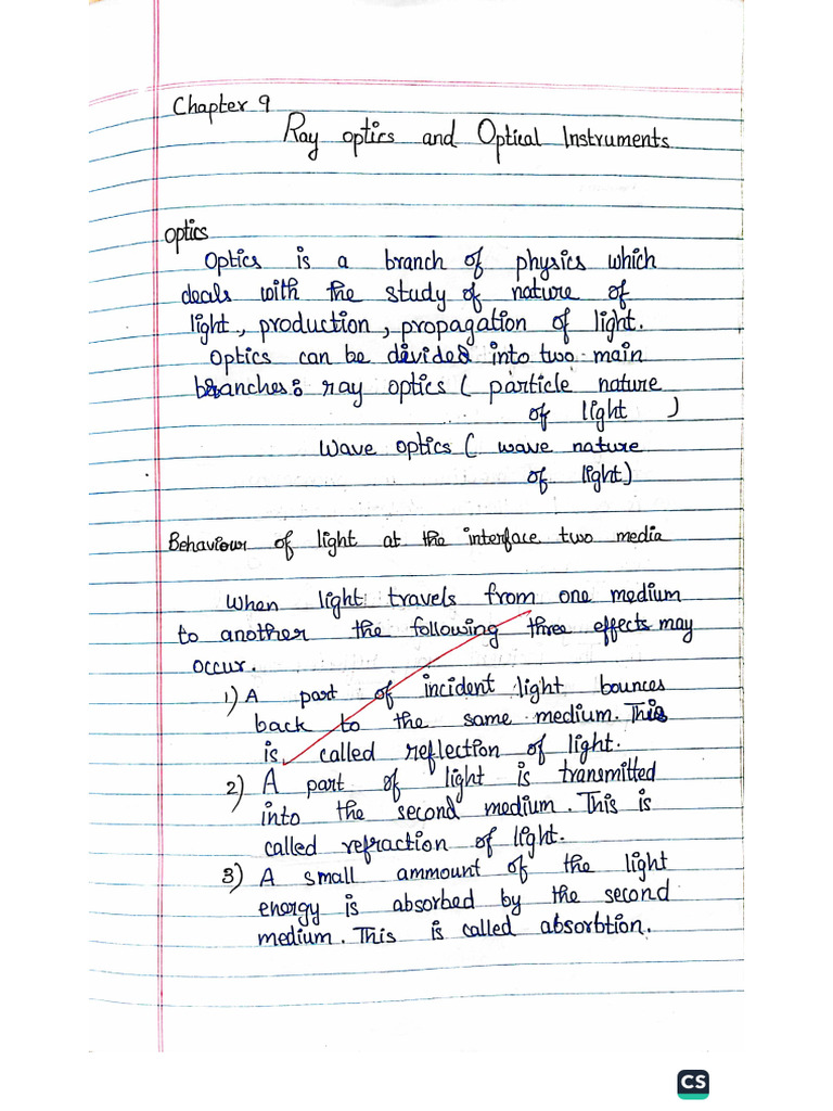 Ray Optics Notes | PDF