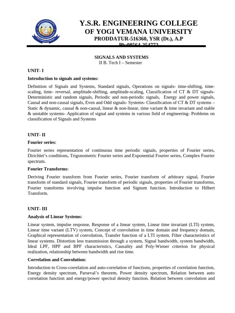 R23 Syllabus S&S | PDF