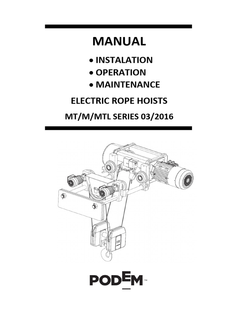 User Manual Hoists MT-MTL-M | PDF
