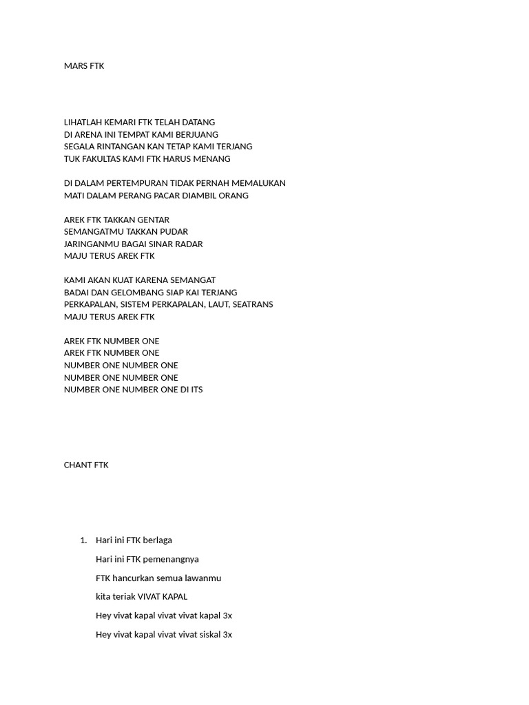 Chant FTK | PDF