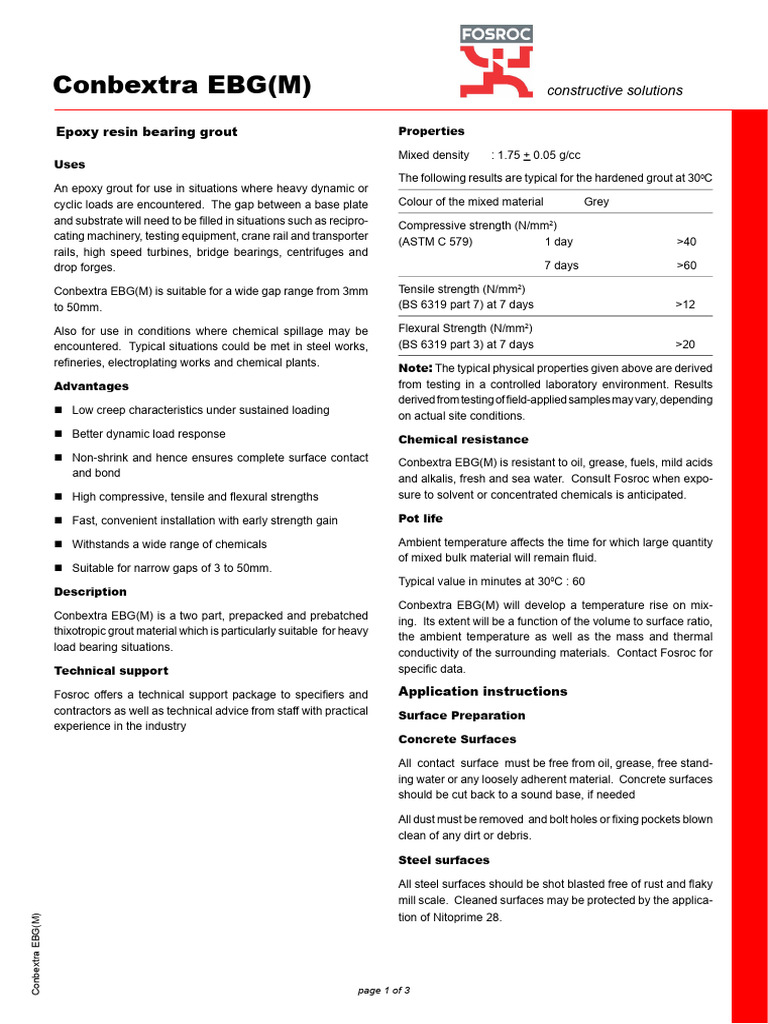 TDS Conbextra EBGM India5 | PDF | Epoxy | Concrete