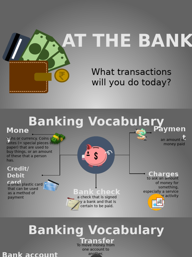 At The Bank (Bank Vocabulary and Conversations) | PDF | Banks | Business