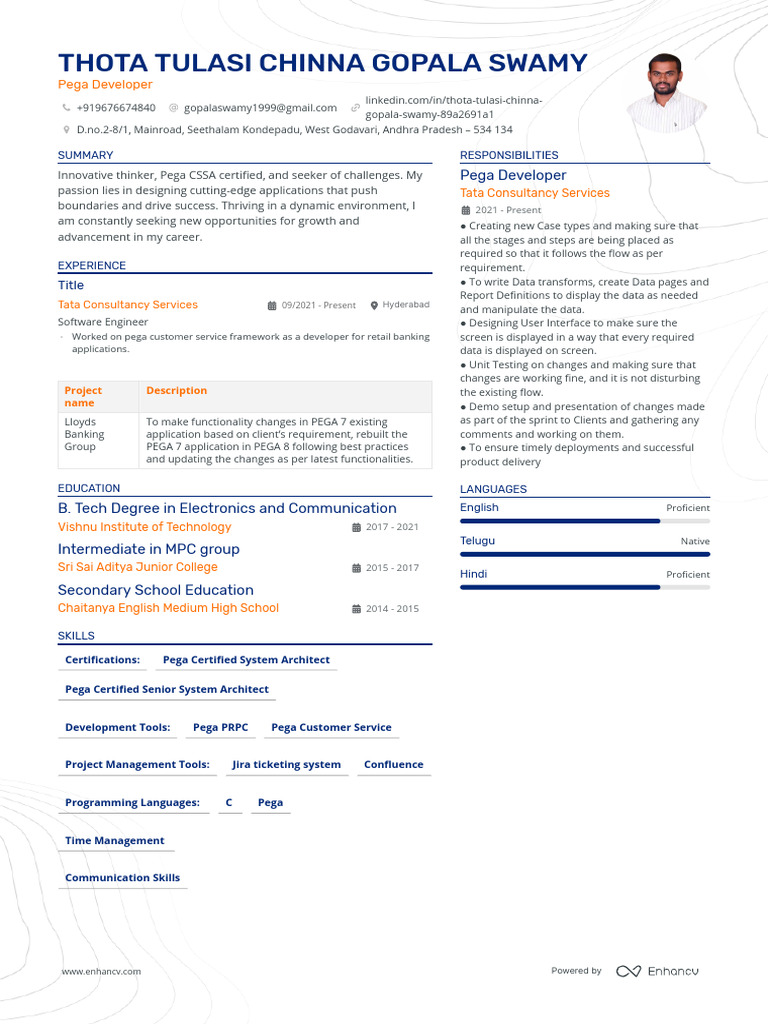 Thota Tulasi Chinna Gopala Swamy Resume | PDF