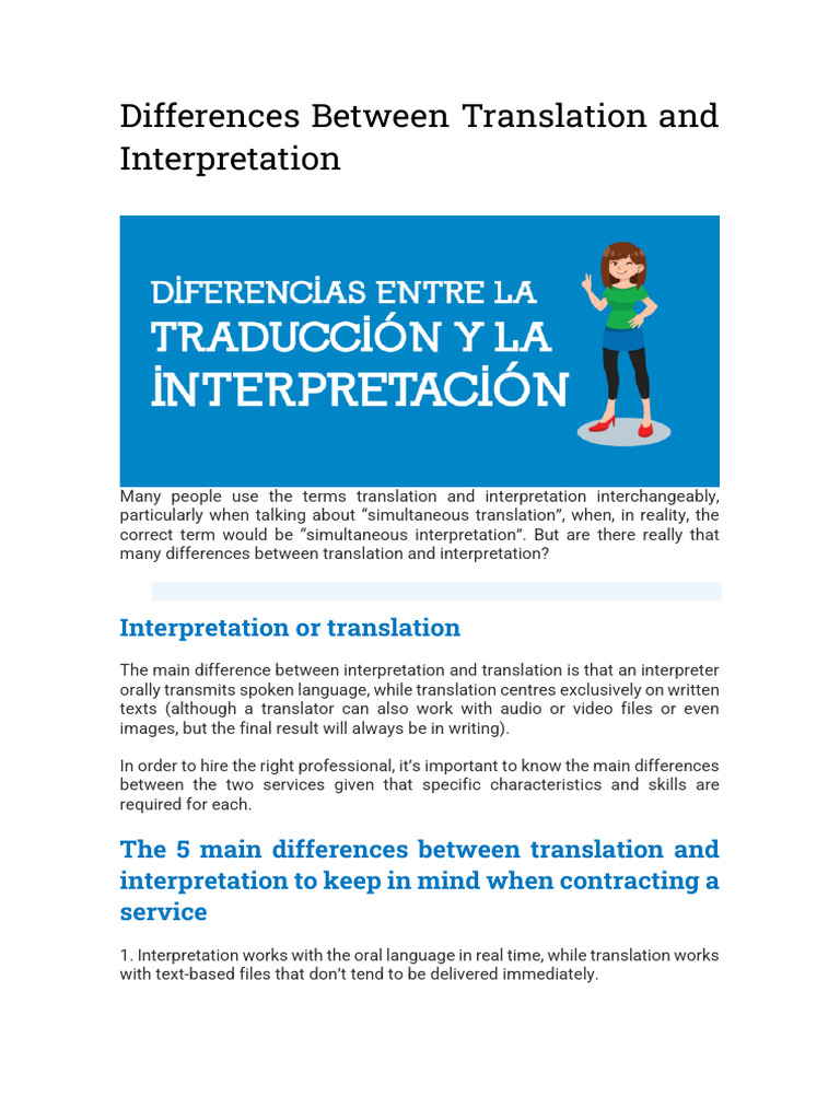 S3 - 1 - Differences Between Translation and Interpretation | PDF