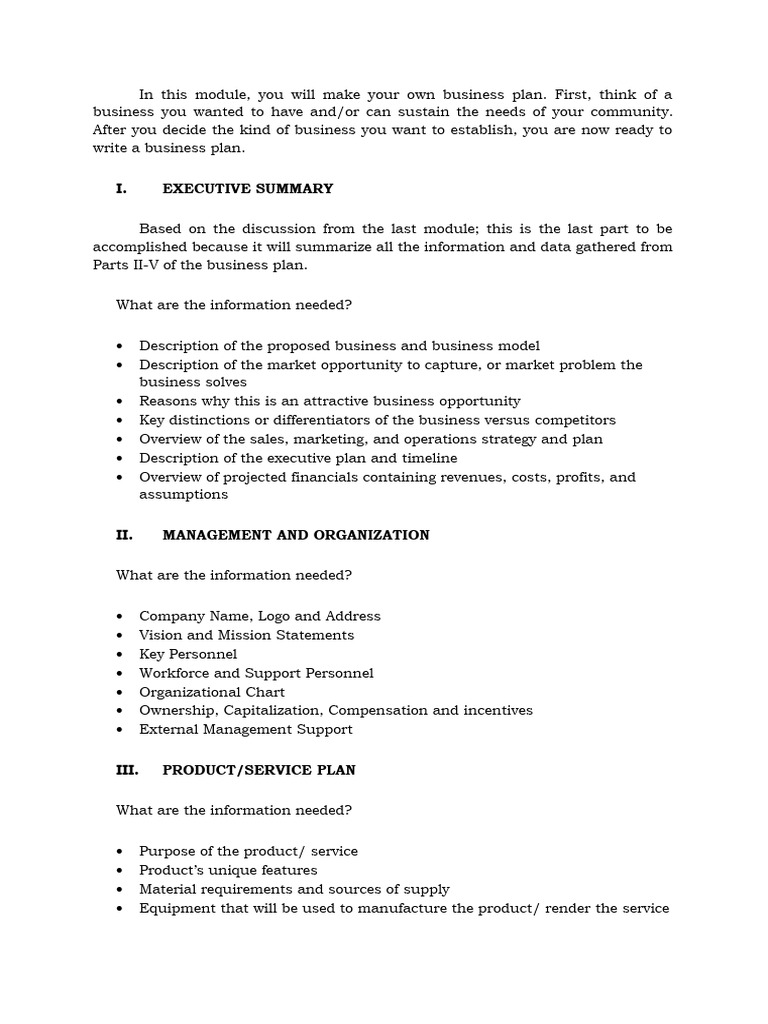 Entrep BusinessPlan Format | PDF