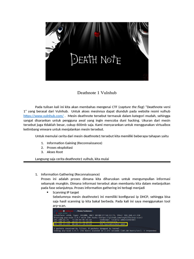 Deathnote 1 Vulnhub | PDF