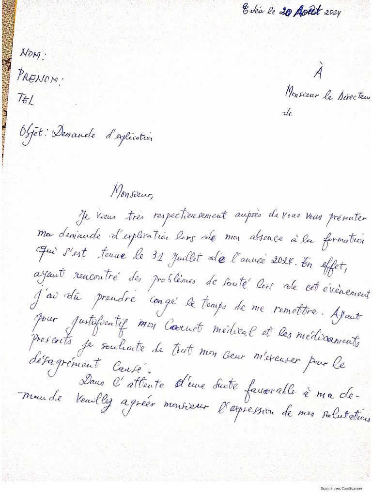 Demande D'explication | PDF