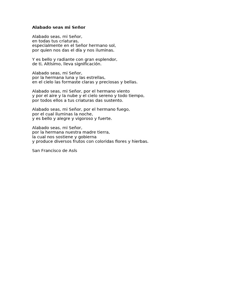 Alabado Seas Mi Señor | PDF