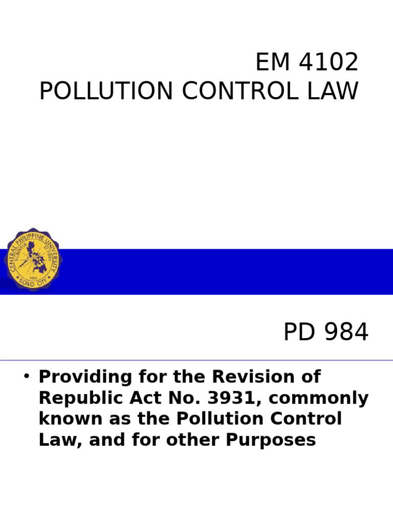 5 Pollution Control Law | PDF