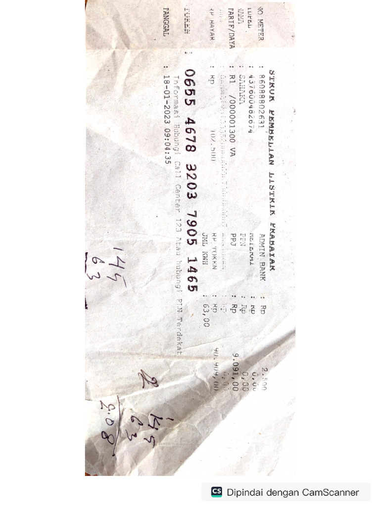 Struk Pembayaran Listrik | PDF