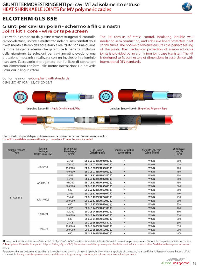 Elcoterm-Gls-85e-1 Single Core Splicing Non Armored | PDF