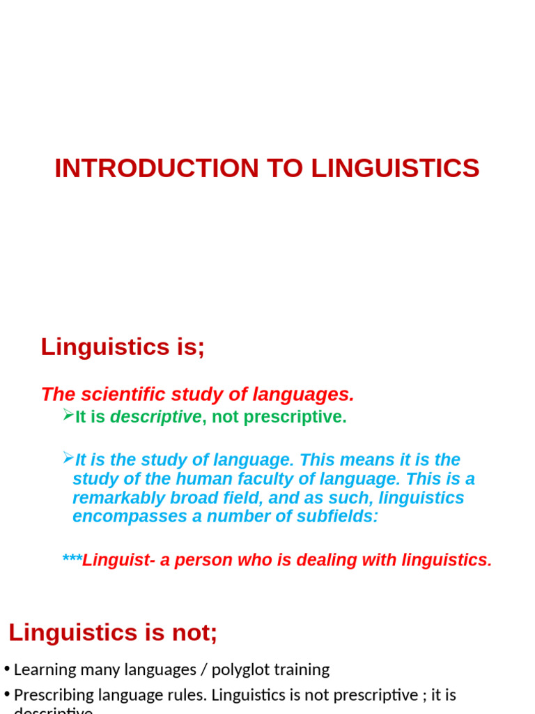 Introduction To Linguistics | PDF