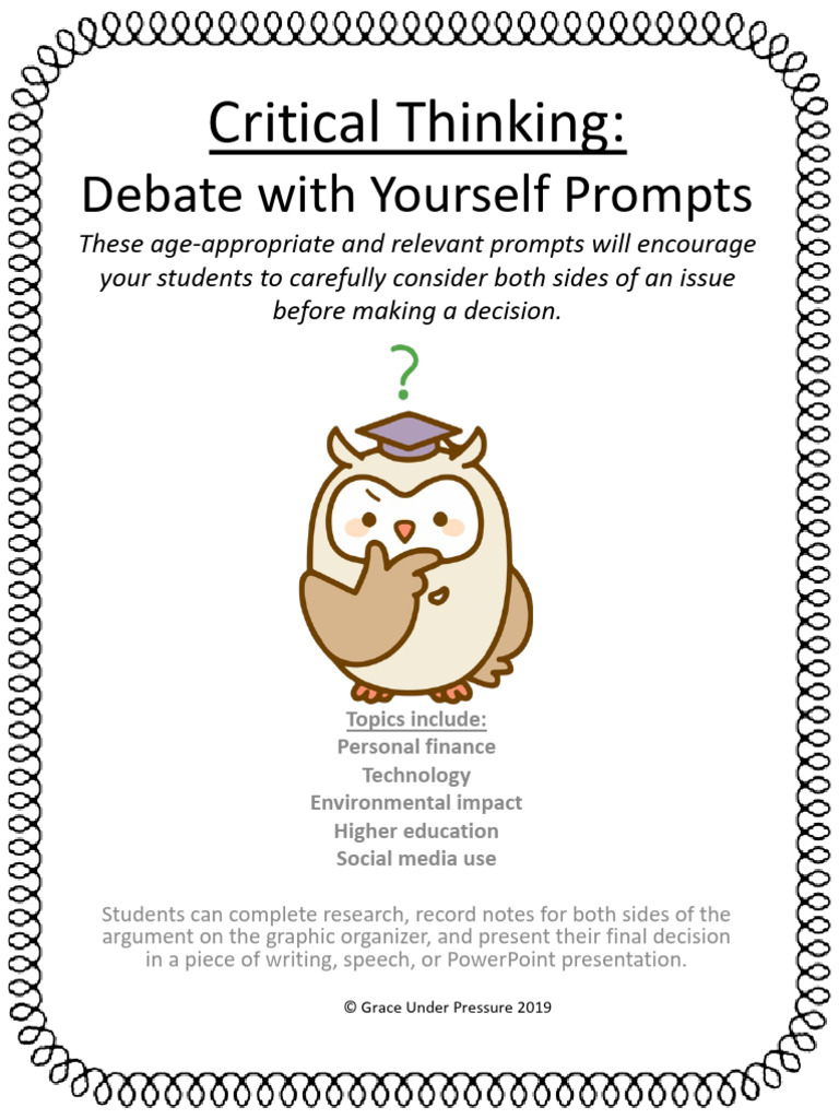 Debate With Yourself Prompts: Critical Thinking | PDF