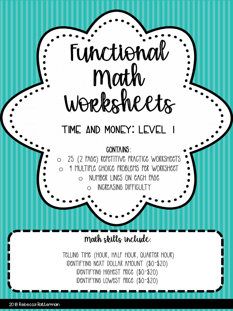 Functional Math Worksheets: Time and Money: Level 1 | PDF