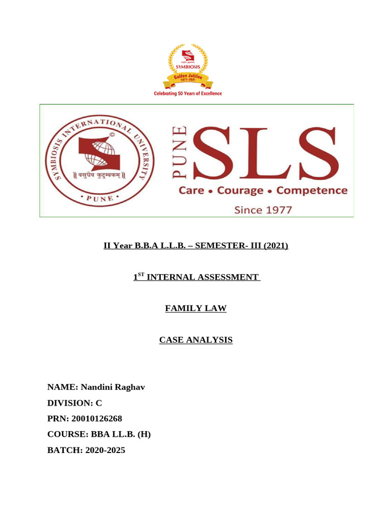 3rd Sem Family Law Internal 1 | PDF