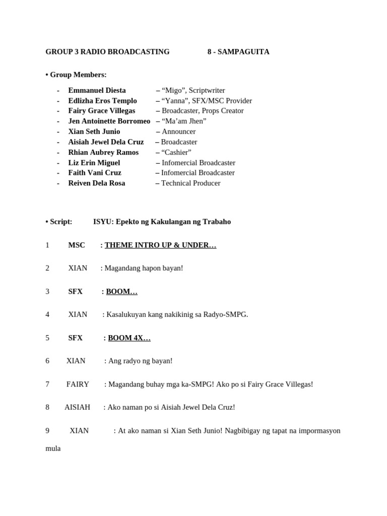 Filipino Radio Broadcasting Group 3 | PDF