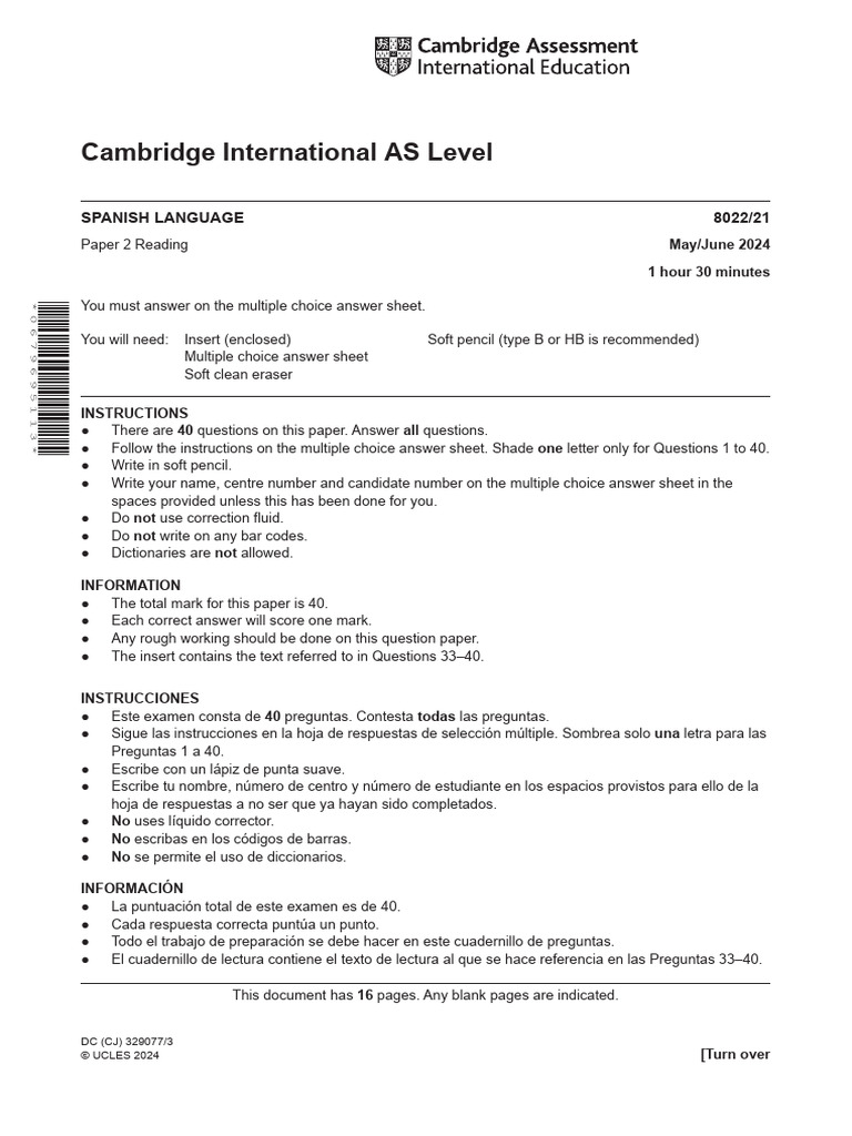 Spanish AS Level Paper | PDF | University Organizations | Cambridge