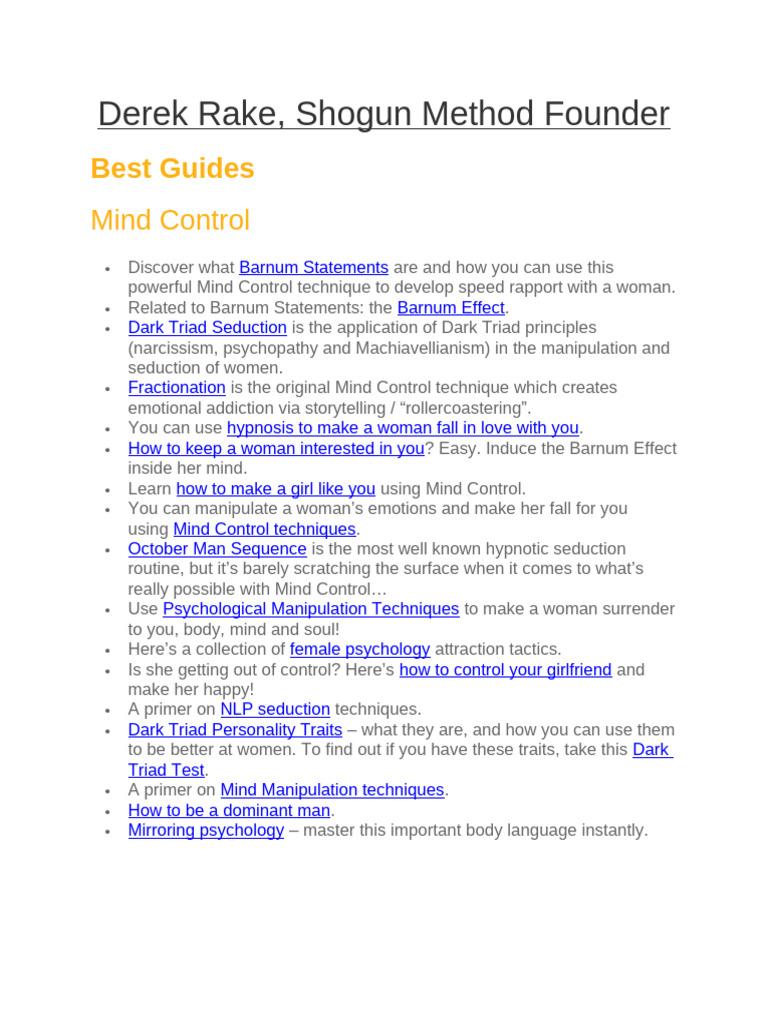 Derek Rake Guides Page List | PDF