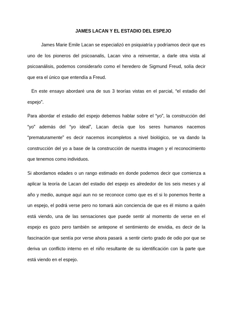Lacan y el Estadio del Espejo | PDF | Semantic Units | Wellness