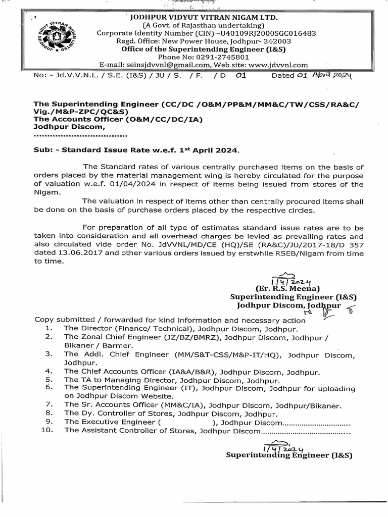 01 Stand Issue Rates | PDF