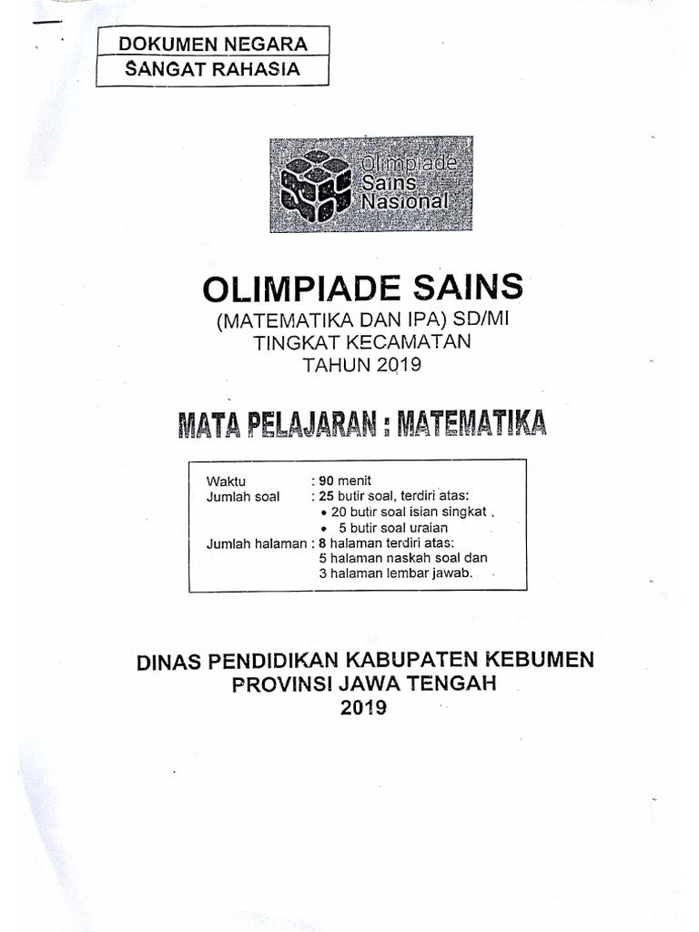 Soal OSN MTK 2019 | PDF