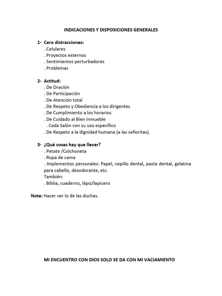 Reglamentos para El Retiro Juvenil | PDF