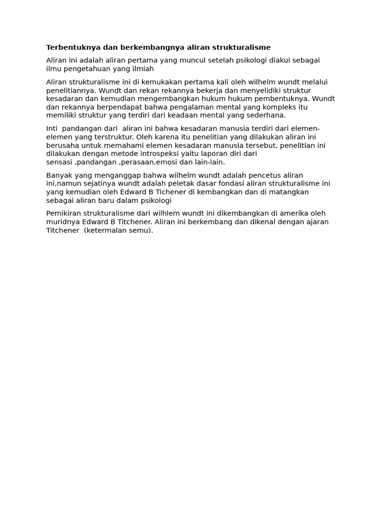 Terbentuknya Dan Berkembangnya Aliran Strukturalisme | PDF