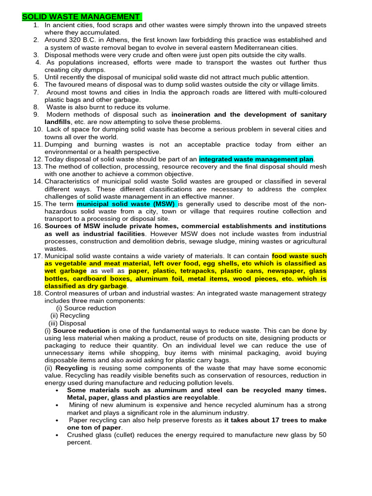Evs SOLID WASTE MANAGEMENT | PDF