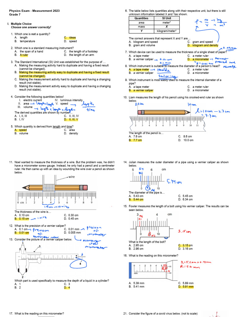 Measurement 2023 Answer Key | PDF