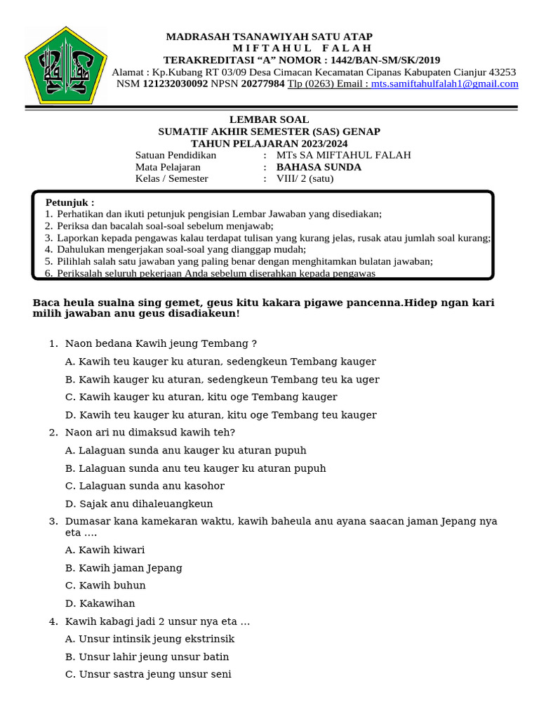 Sas Sunda KLS 8 | PDF