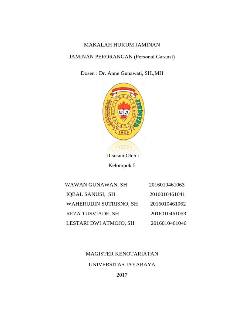 (DONE) Jaminan Perorangan | PDF