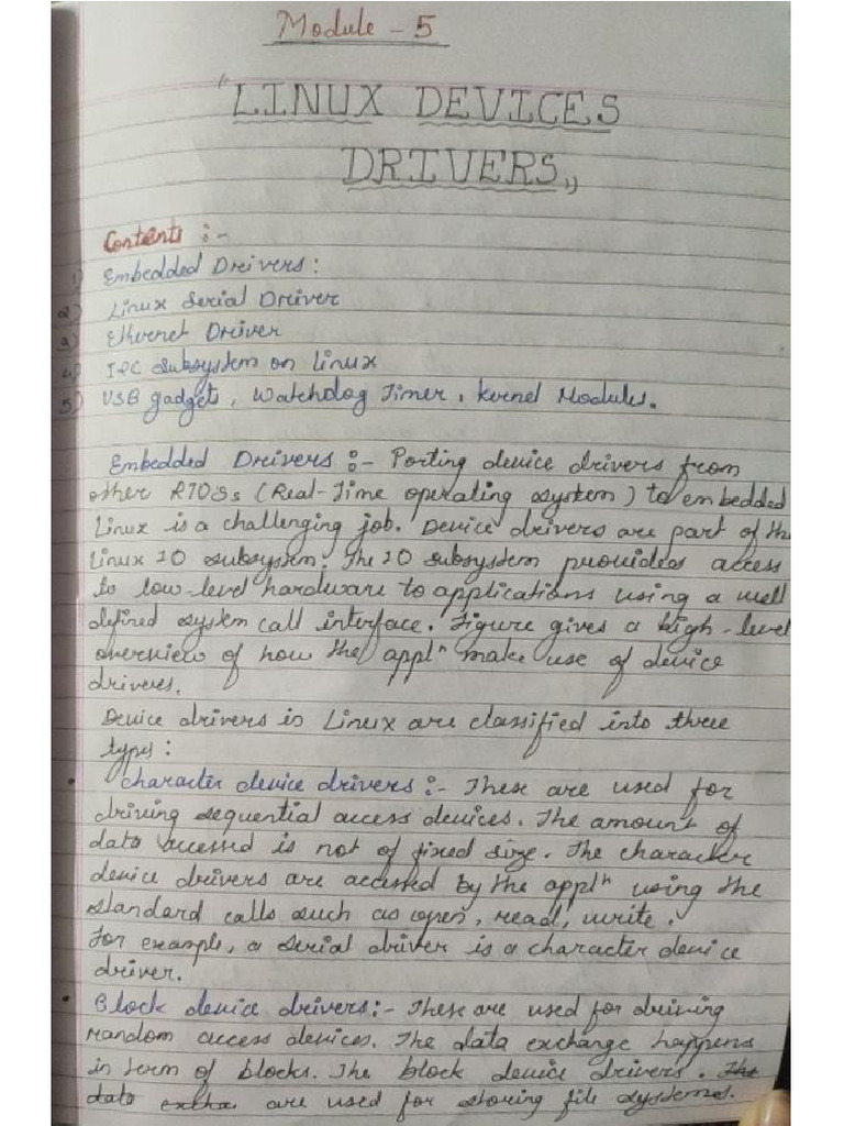 ROS 5 TH Module Notes (Linux Devices Drivers) | PDF