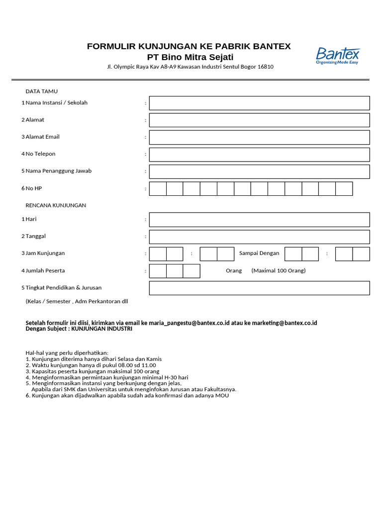 Kunjungan Industri Bantex | PDF