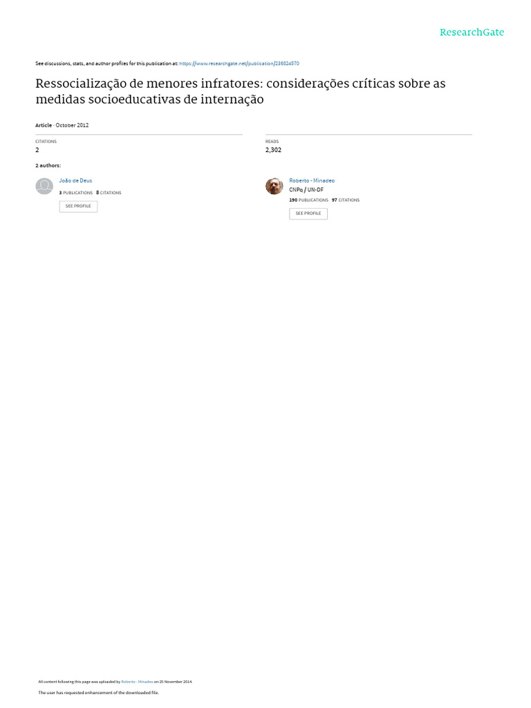 Ressocializacaodemenoresinfratores Minadeo JoaodeDeus RevistaLiberdades ...