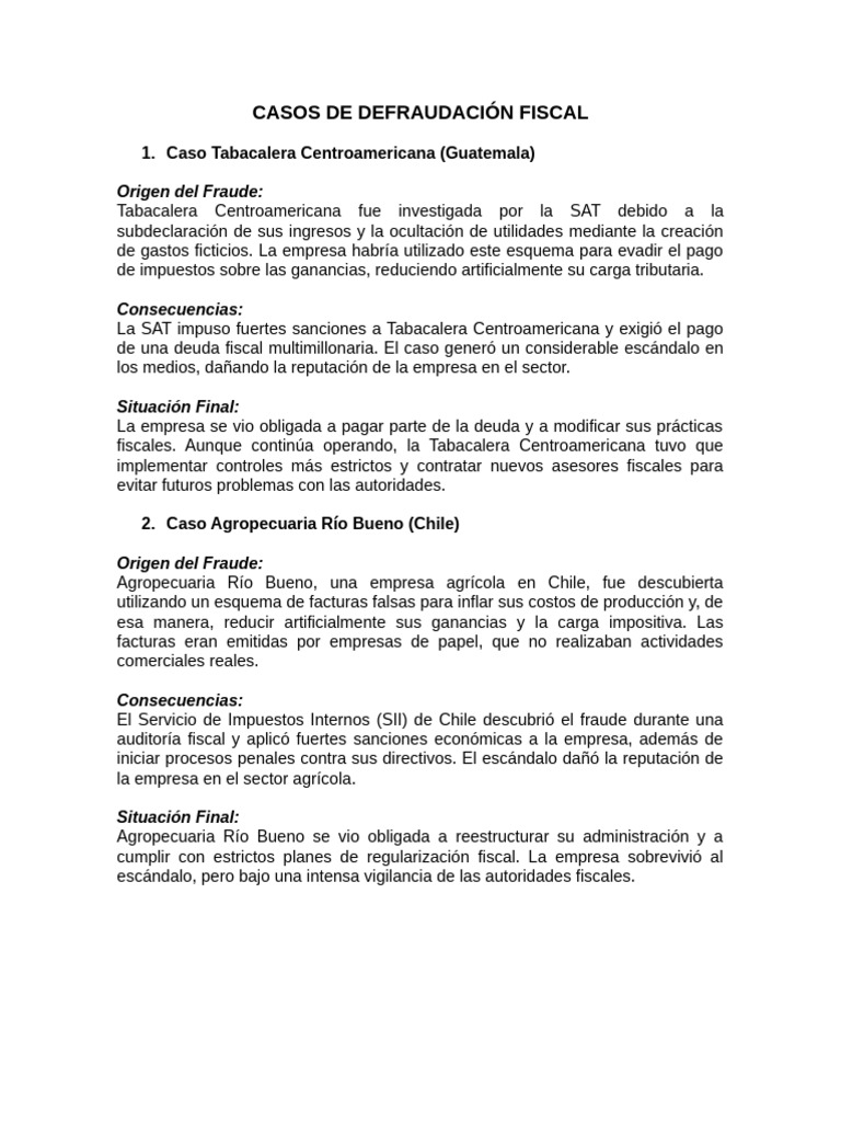 Casos de Defraudación Fiscal | PDF | Business | Evasión de impuestos