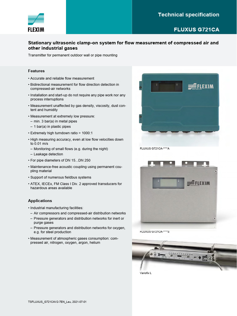 FLUXUS G721CA Product Brochure | PDF