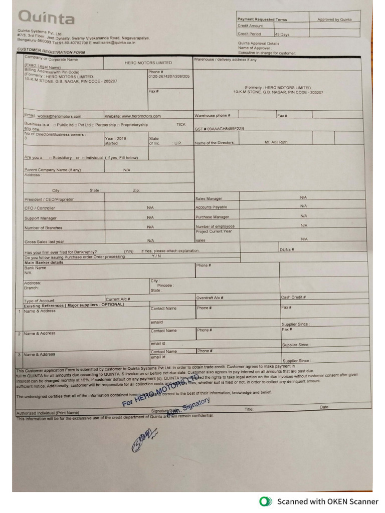 Customer Registration Form | PDF
