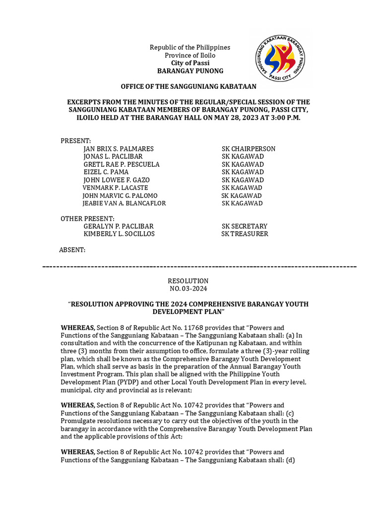 SK Punong Resolution Cbydp | PDF