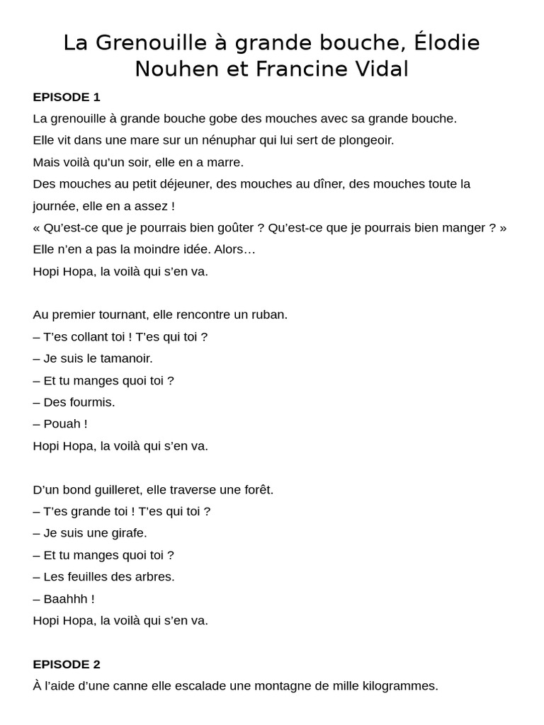 Tapuscrit La Grenouille À Grande Bouche | PDF