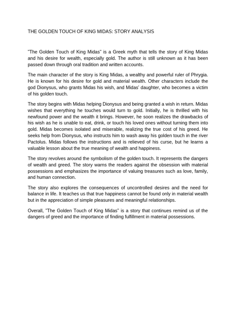 King Midas Story Analysis | PDF