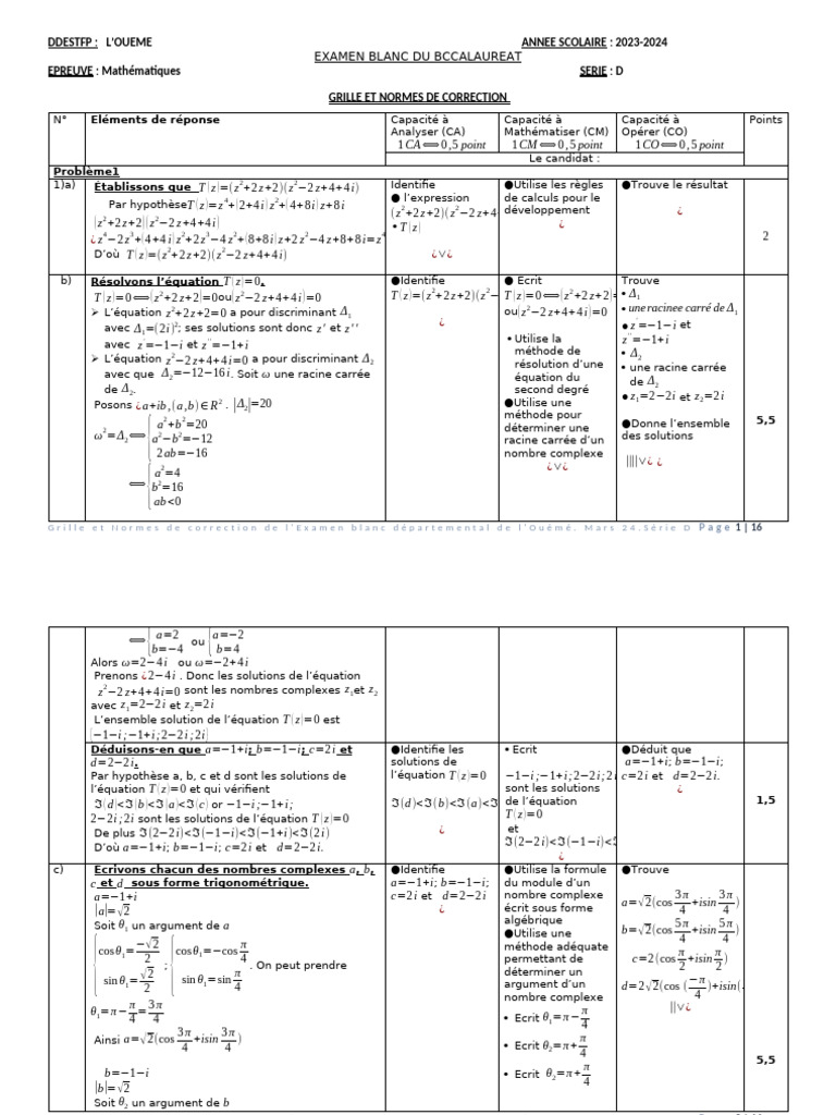 Maths Série D Bac | PDF