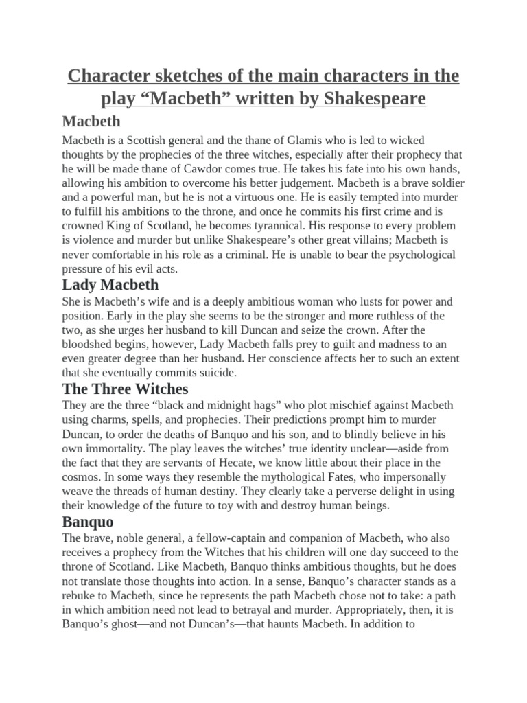 Macbeth Characters and Plot | PDF