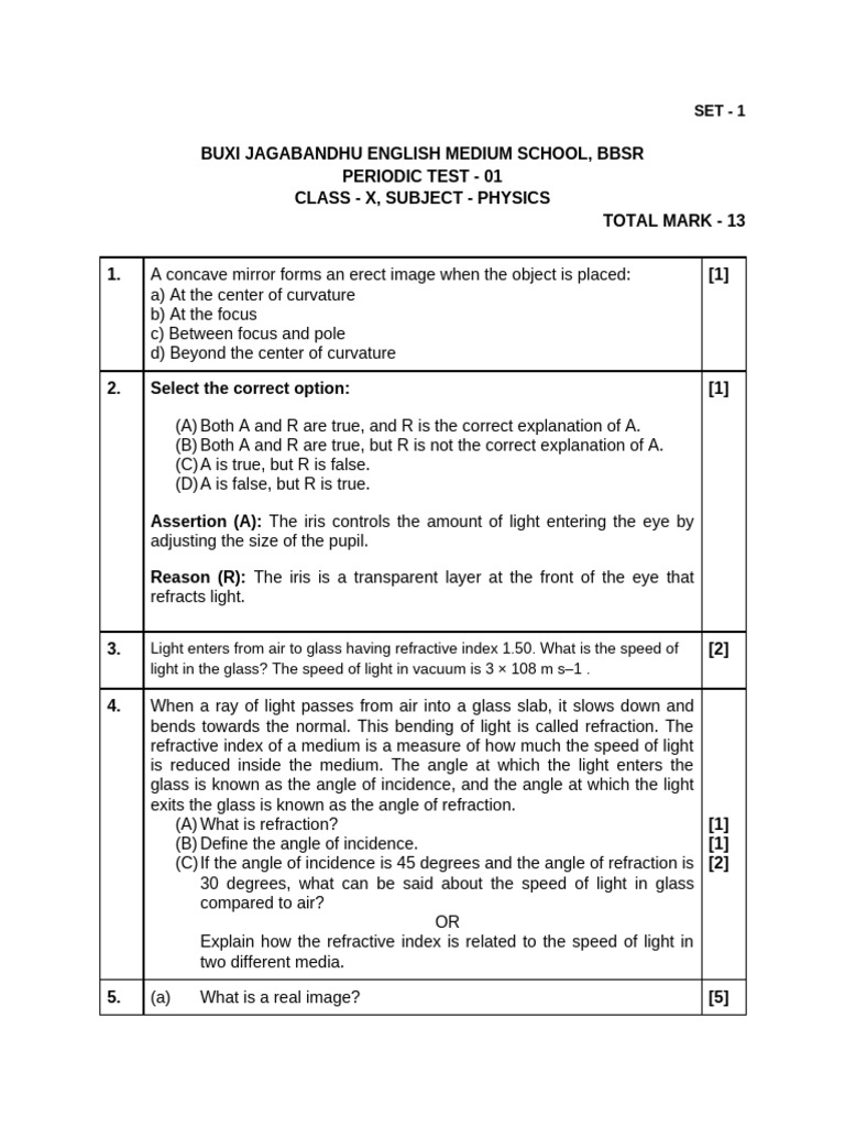 PT1 Class 10 Set1 | PDF