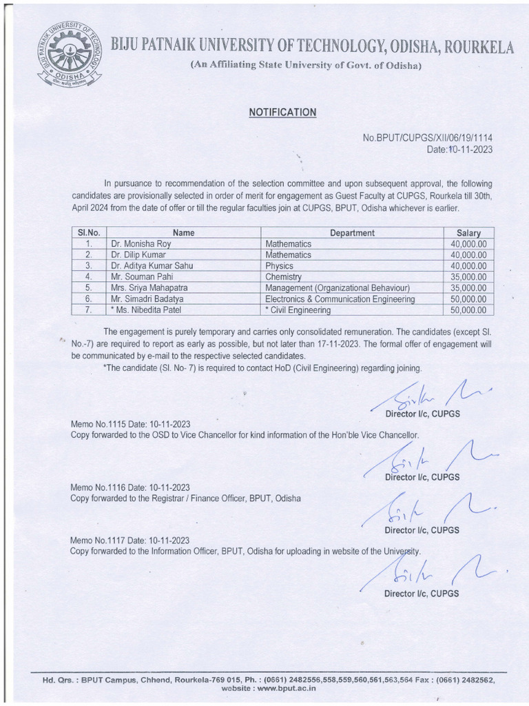 Notification For Temporary Appointment of Guest Faculty Members | PDF