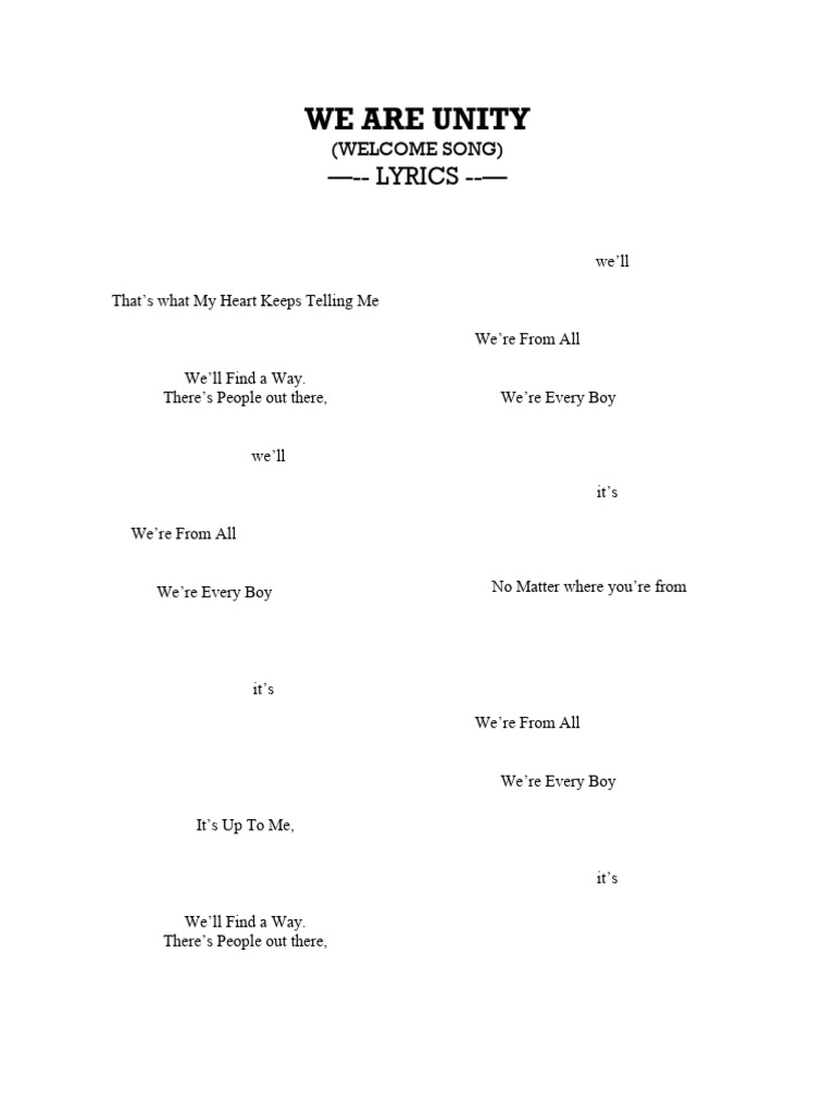 We Are Unity Lyrics | PDF