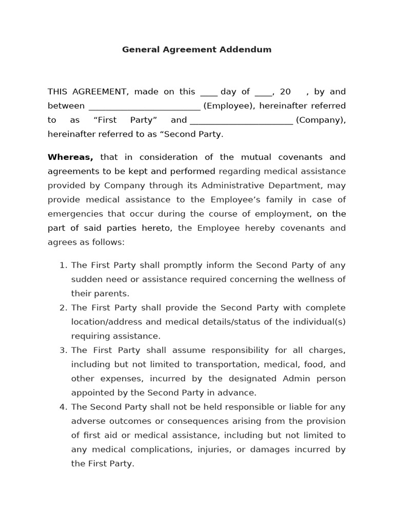 General Agreement Addendum | PDF