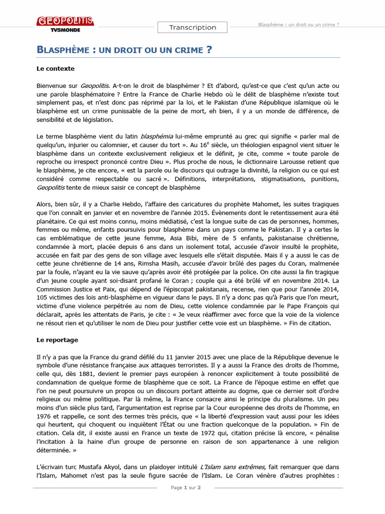 Geopolitis Blaspheme Transcription 2 | PDF