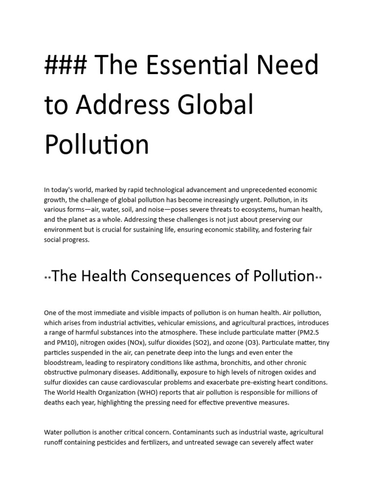 The Essential Need To Address Global Pollution | PDF | Climate Change ...